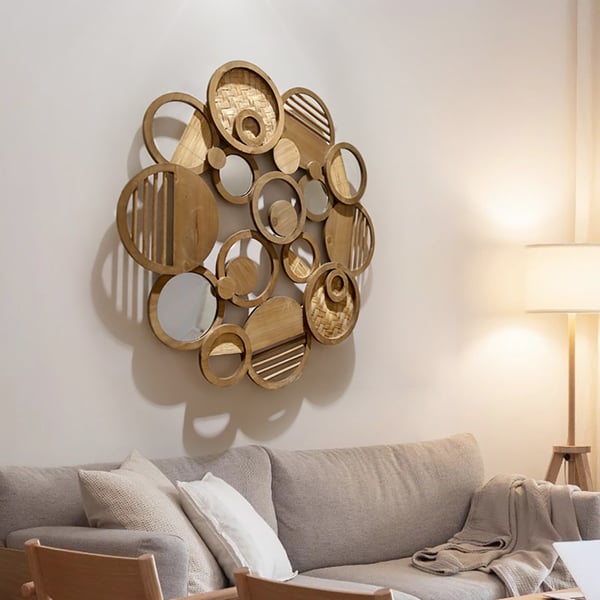 27.9" X27.8" Creative Vintage Wood Round Wall Decor Home Art-Homary