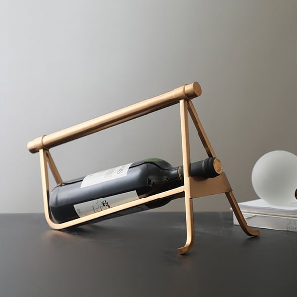 Modern Geometric Countertop Wine Rack in Gold | Homary UK