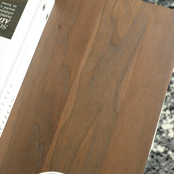 Modern Walnut End Table with Shelf & Drawer Wooden Side Table-Homary