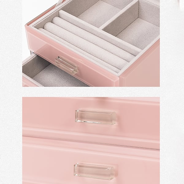 Pink Desk Organiser Glass Jewelry Boxes with Drawers | Homary AU