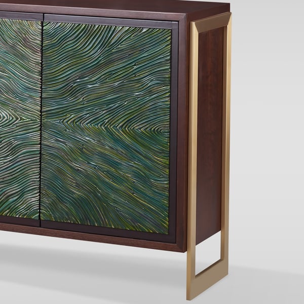 Modern Walnut Cabinet 2-Door2-Door Colored Surface Accent Storage Gold ...