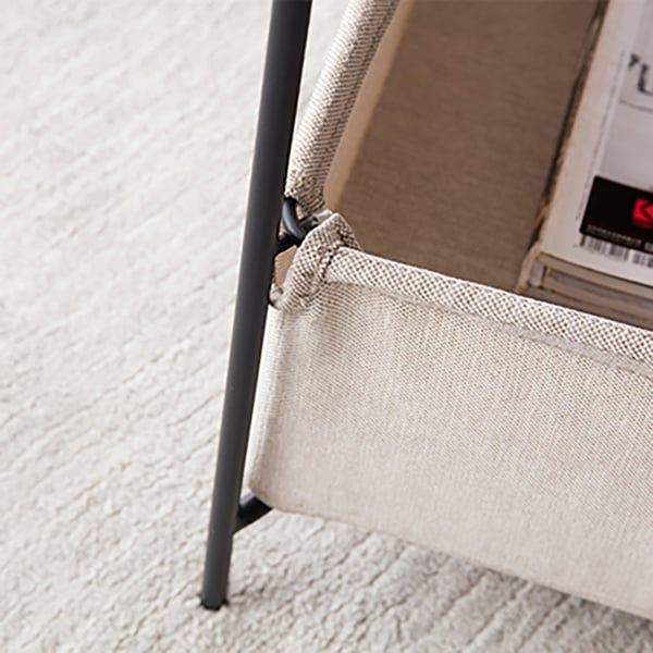 Modern Rectangular End Table with Storage Wood Top & Metal Legs Side ...