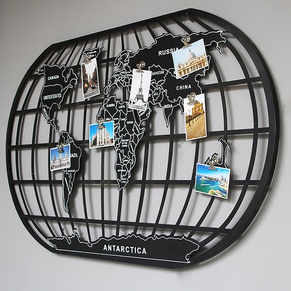 Metal World Map Wall Decor Art Black Artwork | Homary