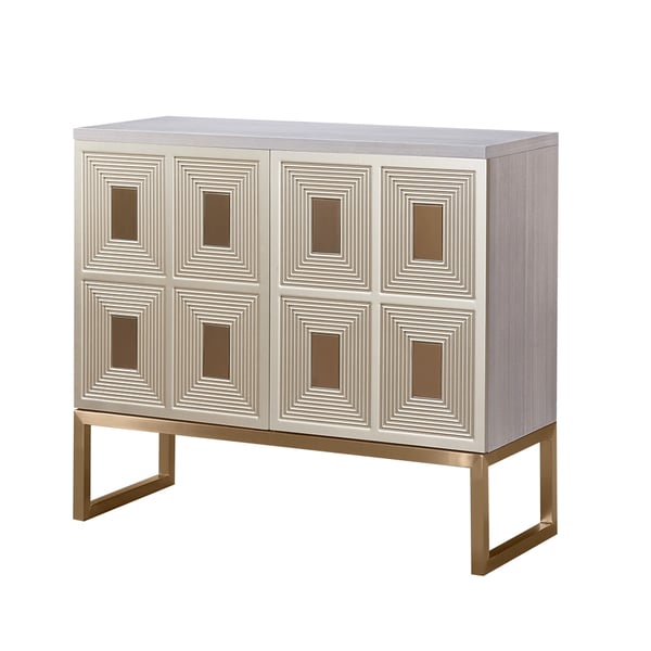 Modern Accent Cabinet with 2 Champagne Silver Doors in Gold | Homary