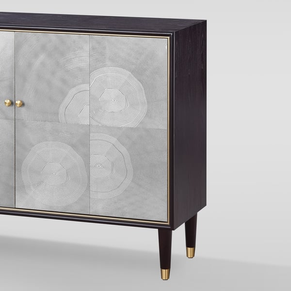 47" Modern Silver Cabinet Accent Storage with 2 Doors Gold Finish ...