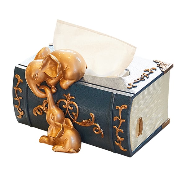 Contemporary Decor Book-Shaped Elephant Tissue Box Cover | Homary