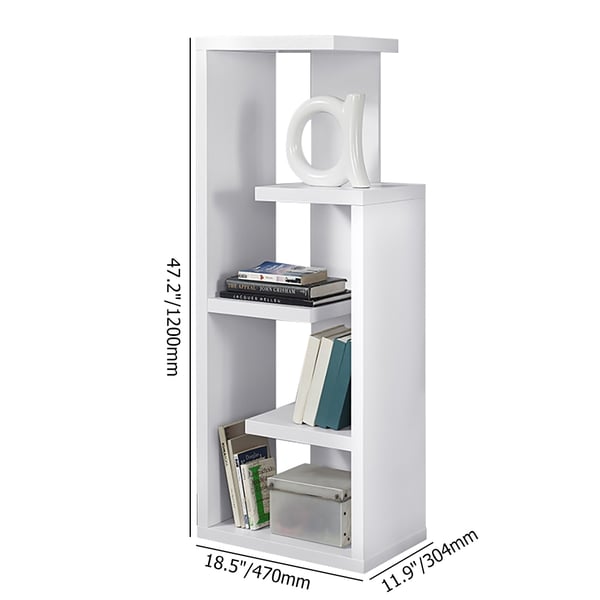 Modern Asymmetrical Standard Bookshelf with in White | Homary