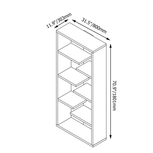 Contemporary Asymmetrical Standard Bookshelf with Door and Table in ...