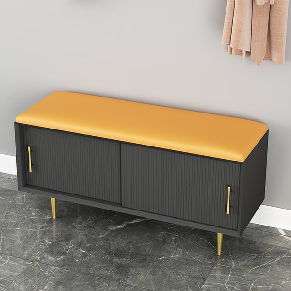 Contemporary Leather Upholstered Modern Shoe Rack Bench for Shoe ...