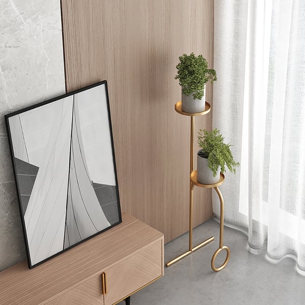 Modern Metal Conor Plant Standing 2-Tiered Shelving | Homary UK