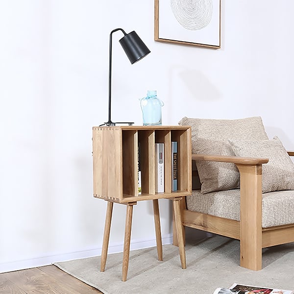 Farmhouse Modern End Table with Magazine Rack in Natural-Homary
