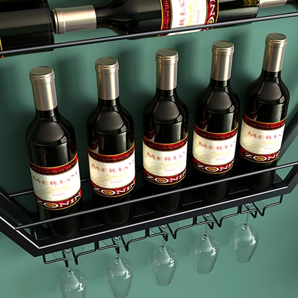 Gold Modern Hexagonal Wall Mounted Wine Rack Cup Holder | Homary AU