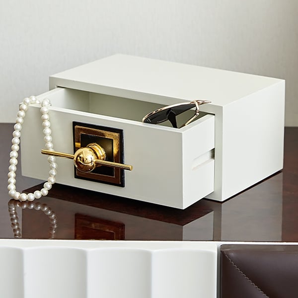 Set of 2 Modern White Jewelry Box with Drawers | Homary