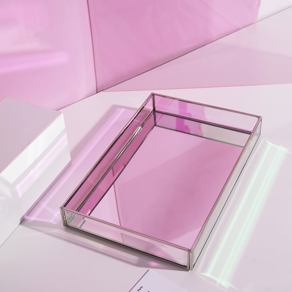 281mm Colourful Glass Vanity Tray Decorative Desk Organiser | Homary UK