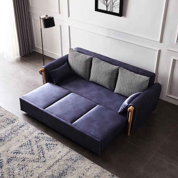 2100mm Full Sleeper Sofa Leath-aire Upholstered Convertible Sofa Pillow ...