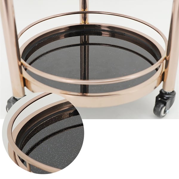 Modern Round Bar Cart with A Small shelf on Wheels 3 Tiers | Homary UK