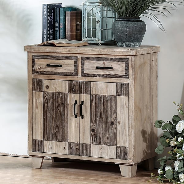 Vintage Distressed Cabinet 2 Drawers & 2 Doors in Contrast Color-Homary