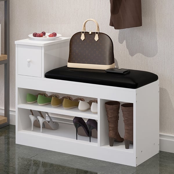 Contemporary Multifunction Upholstered Bench for Shoe/Boots Storage ...
