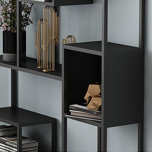 78" Geometric Geometric Bookshelf in Metal Black | Homary