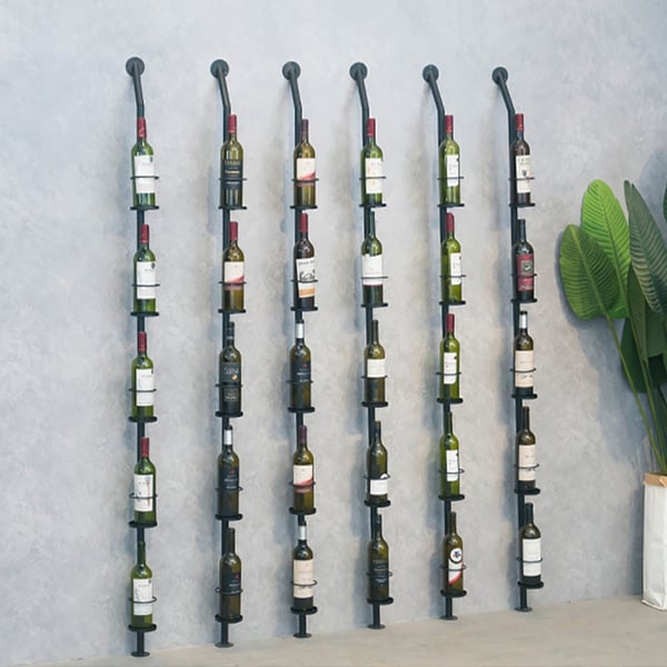 Modern Standing Wall Mounted Wine Rack in Black | Homary