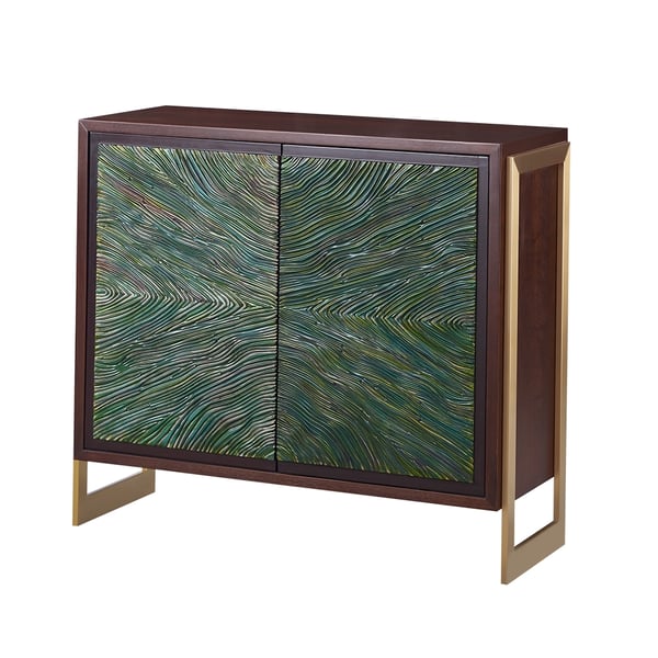 Modern Walnut Cabinet 2-Door2-Door Colored Surface Accent Storage Gold ...