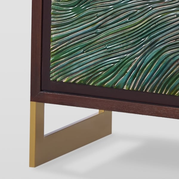 Modern Walnut Cabinet 2-Door2-Door Colored Surface Accent Storage Gold ...