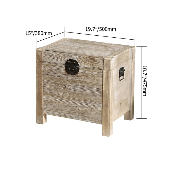 Rustic Natural Stool Wooden Ottoman with Storage-Homary