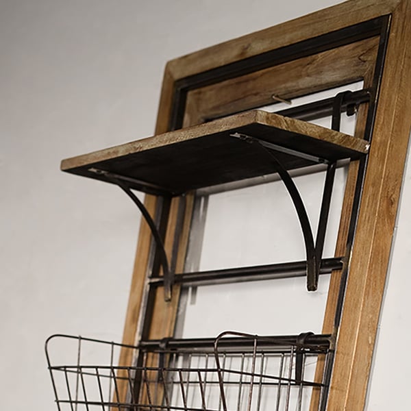 Industrial Floating Shelves Wall Shelf with Bins & Hooks | Homary UK