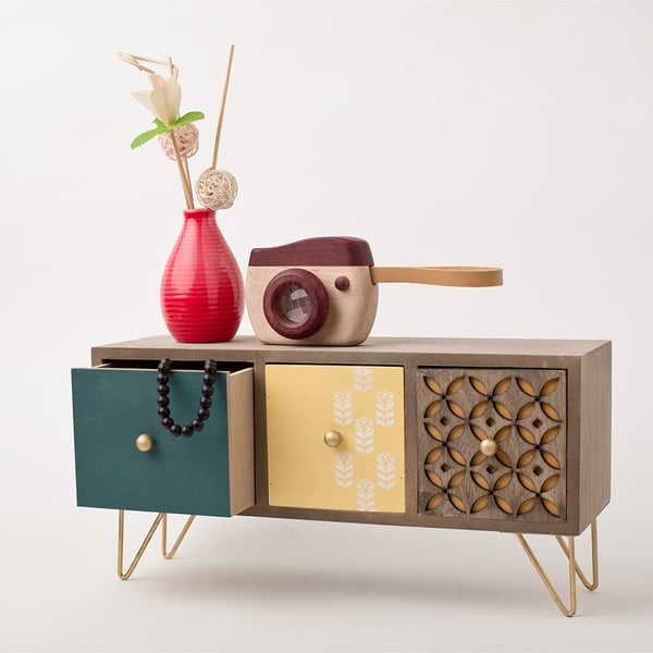 Nordic Mini Storage Cabinet Desk Organiser with 3 Drawers | Homary UK