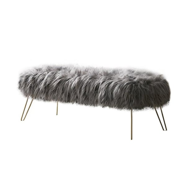 Faux Fur Bench Bench Puffy Modern Furry Bench | Homary