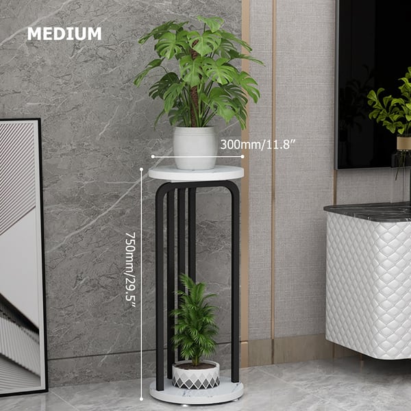 Contemporary Standing Plant Stand in Black & White-Medium | Homary