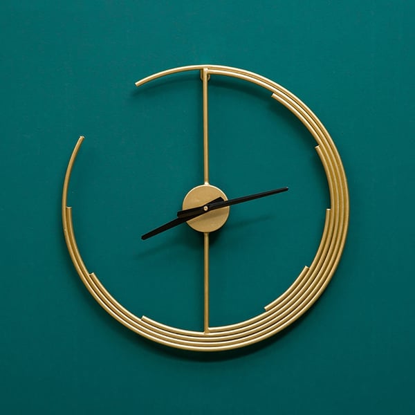 18.9" Minimalist Modern Crescent Design Golden Metal Large Wall Clock ...