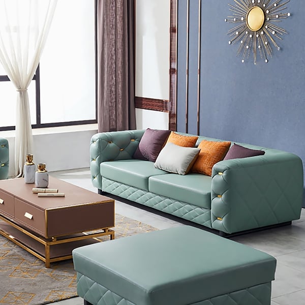 Green Modern Microfiber Leather Upholstered Sofa Luxury Sofa 85.9"-Homary