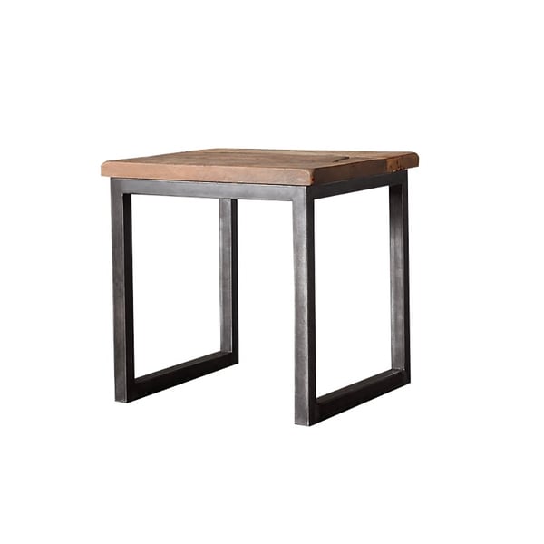 Industrial Wooden Side Table with Metal Frame End Table | Homary UK
