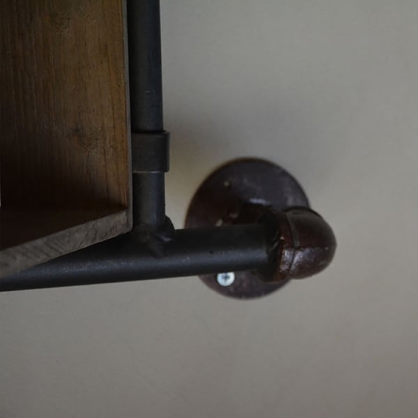 Rustic Vintage Floating Shelves Metal Frame with Hooks | Homary UK