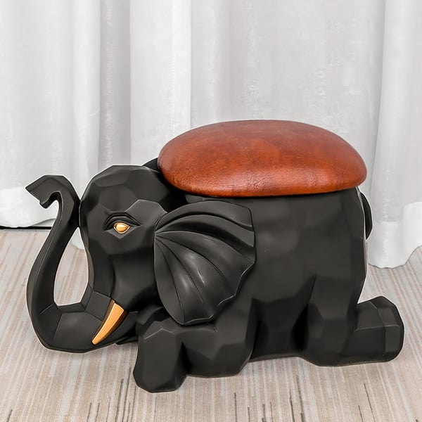 Black Elephant Stool Ottoman Resin Material Stool Animal Shape Design ...