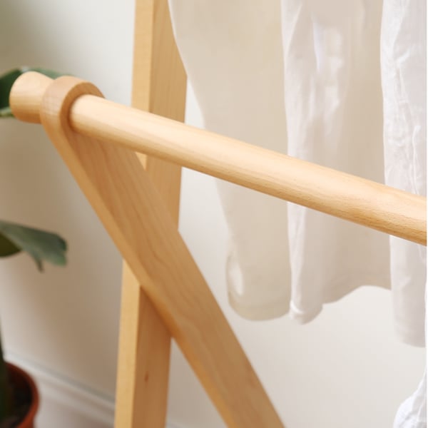 Modern Wooden Standing Coat Rack Foldable Clothing Rack with Shelf | Homary