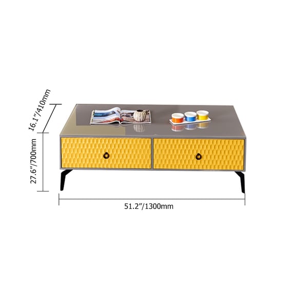 Modern Rectangle Coffee Table with Drawers in Orange-Homary