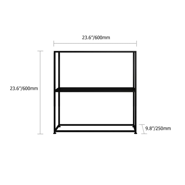 Black 2 Tiers Shelving Storage Freestanding Organiser Metal Stand ...