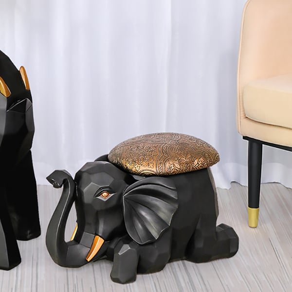 Black Elephant Stool Ottoman Resin Material Stool Animal Shape Design ...