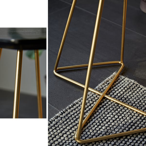 Black Modern Metal Side Table with Wood Top | Homary UK