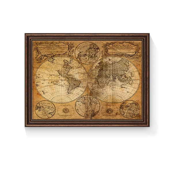 Retro Style Classical Frame Old World Map Wall Decor | Homary