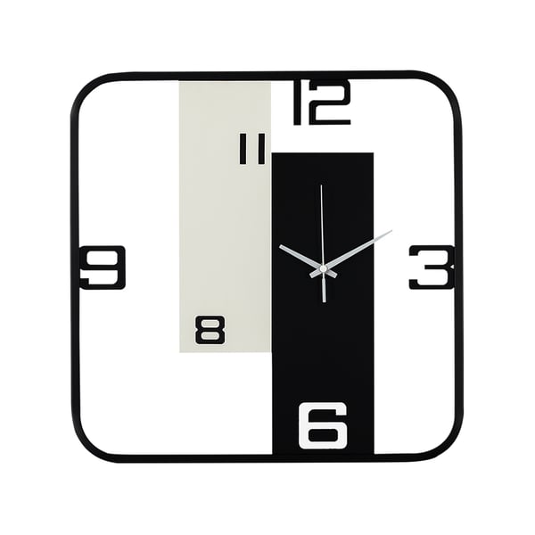 400mm Black & White Square Metal Wall Clock with Nordic Creative Modern ...