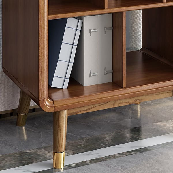 Walnut Display Cabinet 2 Doors & Open Storage 1168mm in Height-Homary