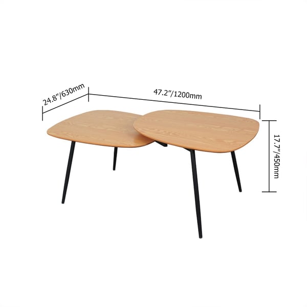 Modern Coffee Table with Triangle Oak Veneer Tops & Metal Legs | Homary