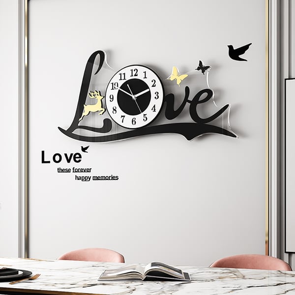 Large Love-Shape Design Modern Creative Acrylic Large Wall Clock ...