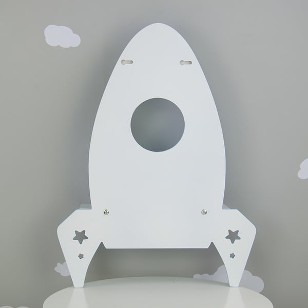 White Cute Rocket Wall Mounted Shelving | Homary UK