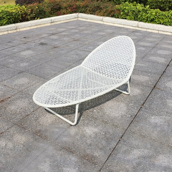 White Woven Rattan Outdoor Chaise Lounge Oval Chair-Homary
