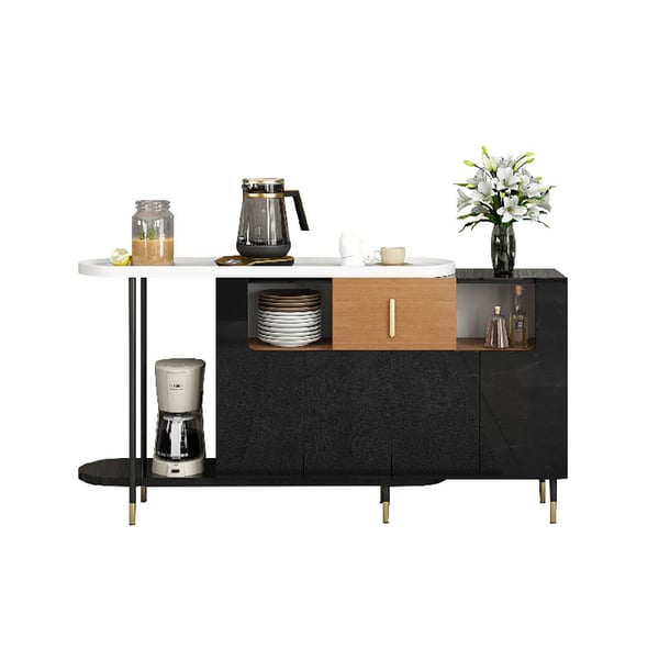 Modern Extendable Black Console Table with Storage Corner Console Table ...