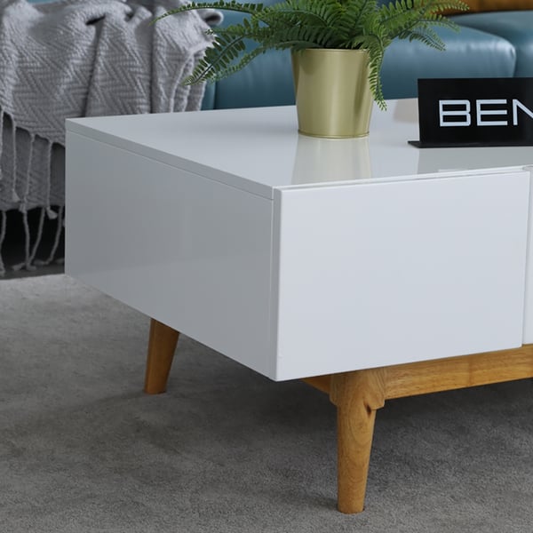 White Coffee Table with Drawers in Rectangle-shaped | Homary UK